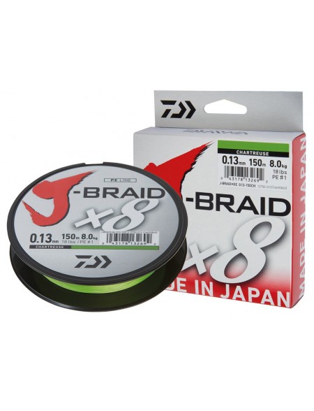 150m, Daiwa J-Braid, Chartreuse, 8X