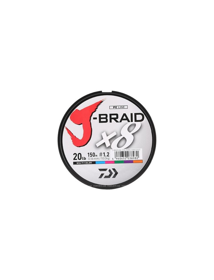 150m, Daiwa J-Braid, Multicolor, 8x